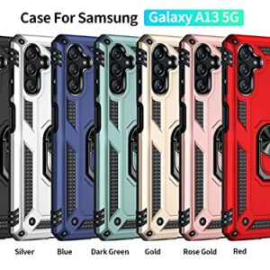 SunRemex Samsung Galaxy A13 5G Case with Tempered Glass Screen Protector，Galaxy A13 5G Case Kickstand [Military Grade] 16ft.Drop Tested Protective Cover for Samsung Galaxy A13 5G. (A13, Red)