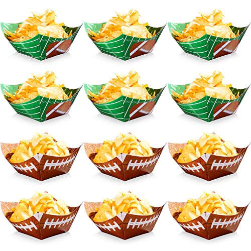 Cunhill Football Square Paper Party Bowls Serving Football Bowl Football Party Supplies for Tailgate Parties Birthday Party Family Dinner and Sports Event Serving Food (12 Pack)