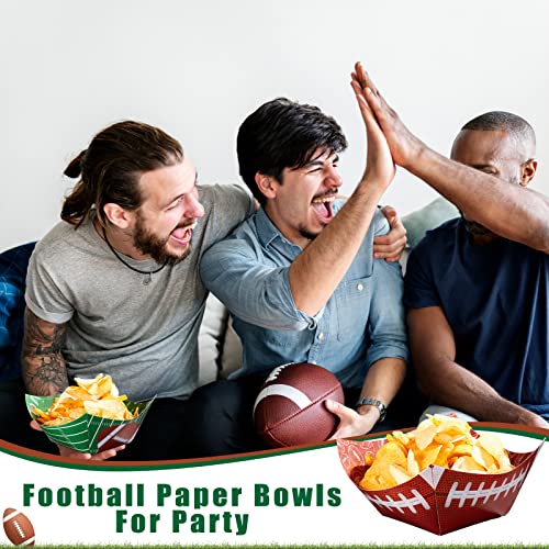 Cunhill Football Square Paper Party Bowls Serving Football Bowl Football Party Supplies for Tailgate Parties Birthday Party Family Dinner and Sports Event Serving Food (12 Pack)