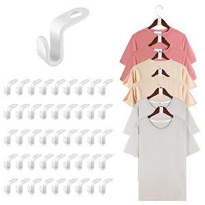 oude hower 72pcs clothes hanger connector hooks, hanger extender clips, cascading hanger hooks for heavy duty space saving cascading connection hooks, velvet huggable hangers accessory (white)