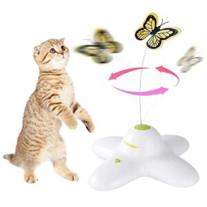 all for paws interactive cat toy, butter-fly cat toys interactive for indoor cats,flutter bug cat toys,flutter rotating kitten toys with 2 replacements