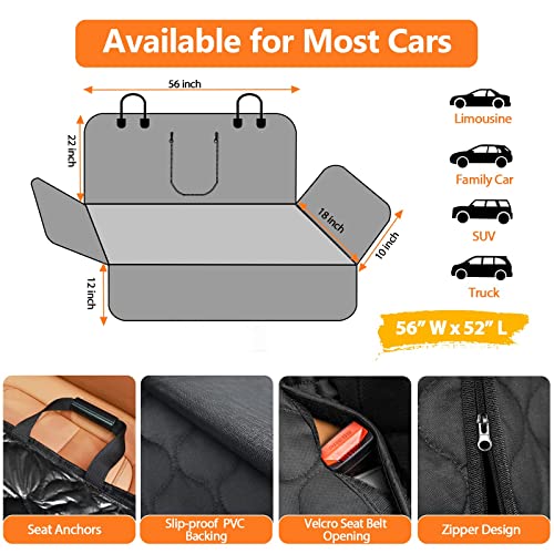 URPOWER Waterproof Dog Car Seat Cover for Back Seat for Cars, SUVs &Trucks Compatible for Armrest, Nonslip Car Seat Protector for Pets and Child,