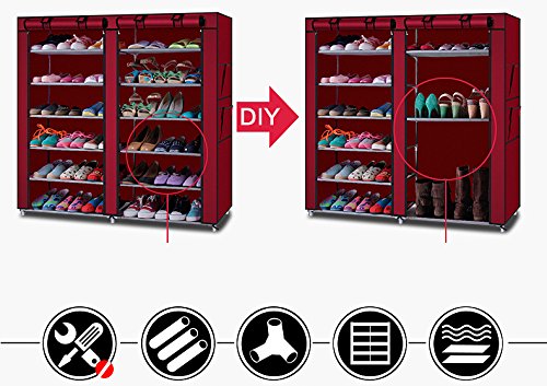 SOONEEDEAR Closet Shoe Organizers and Storage, Shoes Stand, Sneaker Shelves, Zapatero Organizador, Shoe Rack with Covers, Shoes Rack Organizer