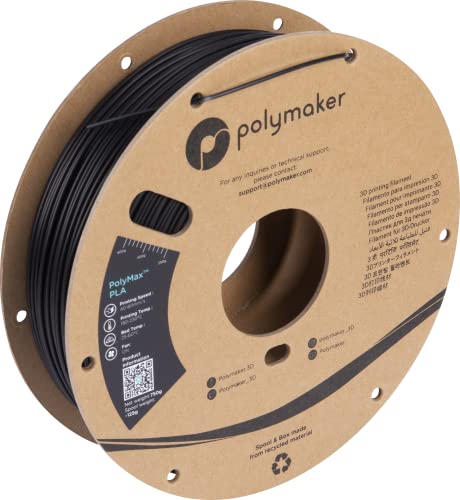 2.85mm(3mm) Tough PLA 2.85mm 3D Printer Filament, 750g Black PLA Filament Strong PLA - Polymaker PolyMax PLA 2.85 Black Filament High Impact Strength, Print with 2.85mm Openning 3D Printers Only