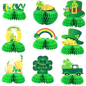 cptbag 9pcs st. patrick's day shamrocks honeycomb centerpiece for table decorations irish party 3d table decorations for saint patricks day party supplies holiday irish decor