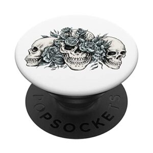 skull flower i aesthetic art i skeleton i aesthetic popsockets swappable popgrip