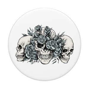 Skull Flower I Aesthetic Art I Skeleton I Aesthetic PopSockets Swappable PopGrip