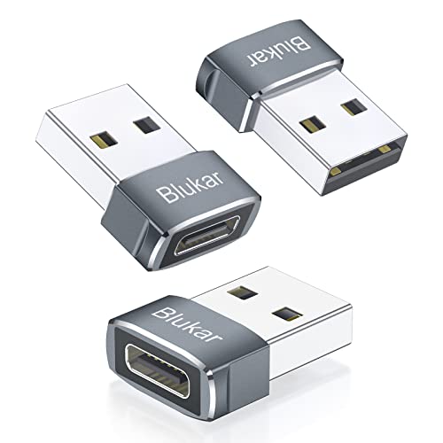 Blukar USB C Female to USB Male Adapter, [3 Pack] Type C to USB A Charger Cable Adapter Converter for Fast Charging & Data Sync, Compatible with iPhone 13/12/11 Pro, iPad Air 6, Galaxy S21/S20 etc.