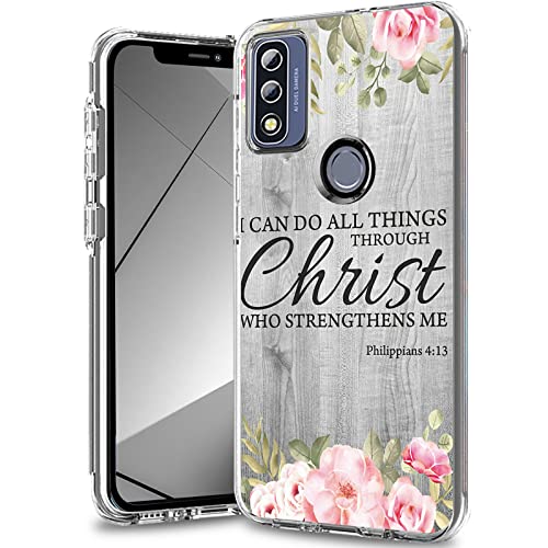 for Moto G Pure 2021 Case, for Moto G Power 2022 Clear Case for Women Men, Dual Layer Soft TPU Hard PC Shockproof Phone Case for Motorola G Power 2022/Moto G Pure 2021,Bible Verse Philippians 4-13