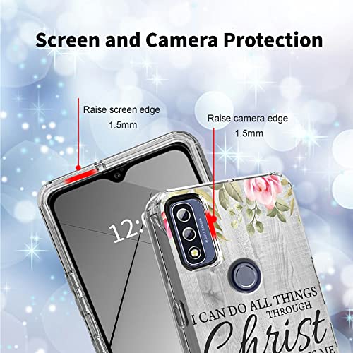 for Moto G Pure 2021 Case, for Moto G Power 2022 Clear Case for Women Men, Dual Layer Soft TPU Hard PC Shockproof Phone Case for Motorola G Power 2022/Moto G Pure 2021,Bible Verse Philippians 4-13