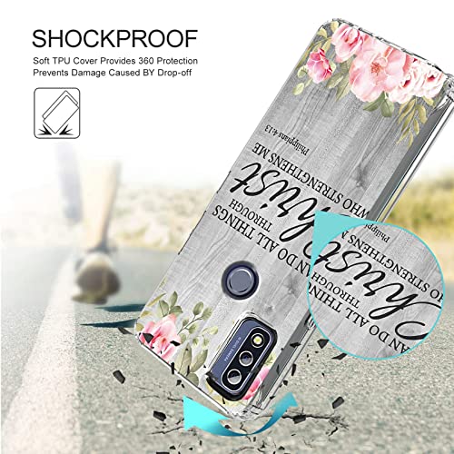 for Moto G Pure 2021 Case, for Moto G Power 2022 Clear Case for Women Men, Dual Layer Soft TPU Hard PC Shockproof Phone Case for Motorola G Power 2022/Moto G Pure 2021,Bible Verse Philippians 4-13