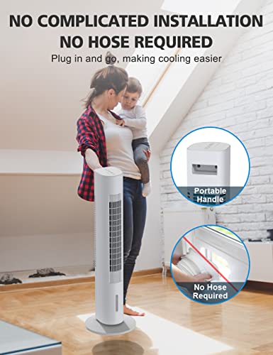 3-In-1 Evaporative Air Cooler, 1S Cooling Fan w/Remote Control & 65dB, Portable Room Cooler w/Cooling Mode, 60° Oscillation Evaporative Cooler, Air Conditioner Portable for Room Office, 4 Ice Packs