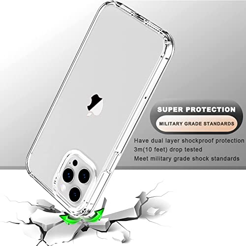 COOLQO Compatible for iPhone 13 Pro Case 6.1 Inch, with [2 x Tempered Glass Screen Protector] Clear 360 Full Body Protective Coverage Silicone 14 ft Drop Military Grade Shockproof Phone Cover