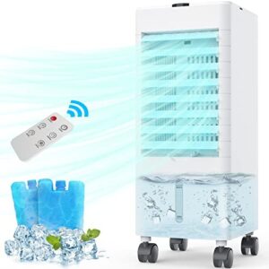 3-in-1 evaporative air cooler, cooling fan with 3 modes & 3 speeds, windowless air conditioner with 12-h timer remote control, swamp cooler w/60° oscillation, portable air conditioner for room/office