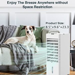 3-In-1 Evaporative Air Cooler, Cooling Fan with 3 Modes & 3 Speeds, Windowless Air Conditioner with 12-H Timer Remote Control, Swamp Cooler w/60° Oscillation, Portable Air Conditioner for Room/Office