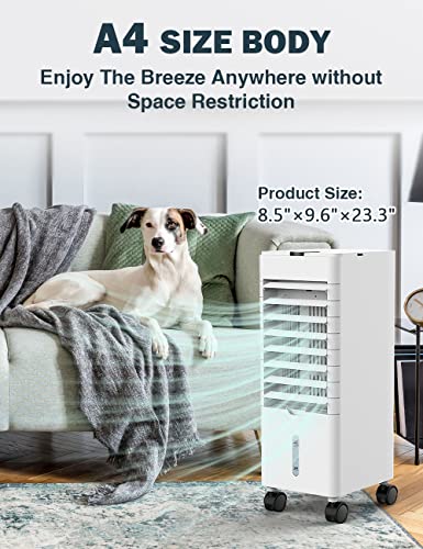 3-In-1 Evaporative Air Cooler, Cooling Fan with 3 Modes & 3 Speeds, Windowless Air Conditioner with 12-H Timer Remote Control, Swamp Cooler w/60° Oscillation, Portable Air Conditioner for Room/Office