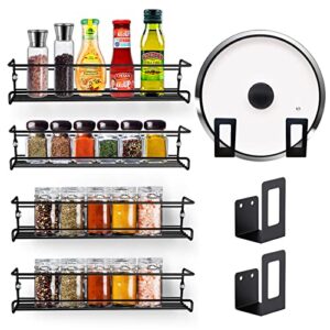 fgsaeor spice rack organizer, wall mounts space saving pantry organization storage shelf, 4-pack seasoning hanging racks for kitchen, cupboard and cabinets