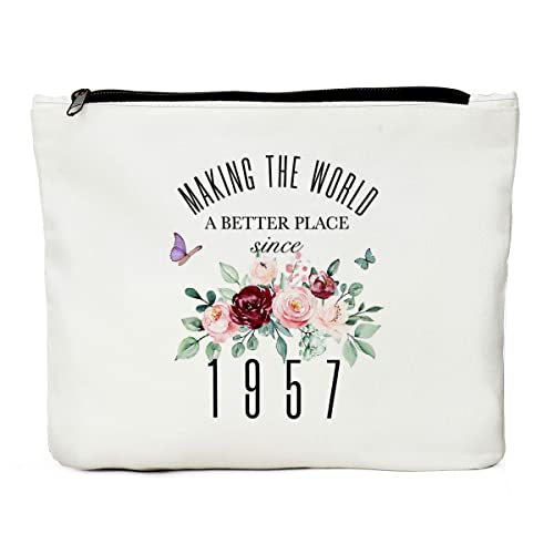 JIUWEIHU 65th Birthday Gifts for Women, 65th Birthday Decorations Present, 65 Year Old Birthday Gift Ideas for Sisters, Friend, Coworker, Grandma, Mom, Boss – Since 1958 Makeup Bag