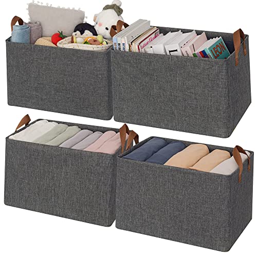 GRANNY SAYS Bundle of 4-Pack Rectangle Lidless Storage Bins & 2-Pack Linen Closet Organizers