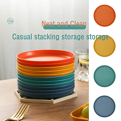 Muulaii Plastic Plates Reusable 6 Inch Unbreakable Deep Dessert Dinner Plates BPA free and Eco-Friendly Dishwasher and Microwave Safe Round Dinnerware Plates - Pack of 4