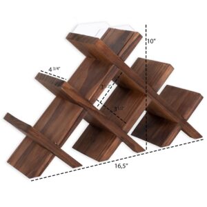 Rustic State Alella Countertop Wood Wine Rack for 8 Bottles Holder and Cork Storage Tabletop Butterfly Sleek Design Freestanding Organizer - Home, Kitchen, Dining Room Bar Décor - Walnut