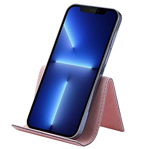 WixGear Premium PU Leather Adjustable Cell Phone Stand Tablet Holder, Made with Strong PU Leather, Phone Holder Mount for iPhone and All Smartphones & Mini Tablets (Pink)