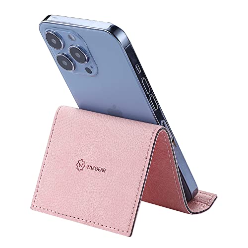 WixGear Premium PU Leather Adjustable Cell Phone Stand Tablet Holder, Made with Strong PU Leather, Phone Holder Mount for iPhone and All Smartphones & Mini Tablets (Pink)