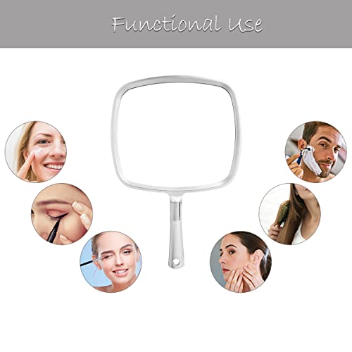 Snowflakes Large Hand Mirror with Handle-Hang Handheld Mirror Hairdresser Mirror.(Silver)