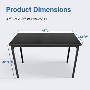 YSSOA Modern Design, Simple Style Table Home Office Computer Desk for Working, Studying, Writing or Gaming, 47" D x 23.6" W x 29.5" H, Black