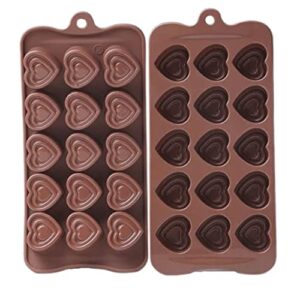 crethinkaty valentines chocolate moulds - 1 pack 15-cavity heart silicone chocolate moulds chocolate making molds silicone candy moulds for valentine's day wedding