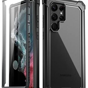 Poetic Guardian Case [6FT Mil-Grade Drop Tested] Designed for with Samsung Galaxy S22 Ultra 5G 6.8" (2022), Built-in Screen Protector Work with Fingerprint ID, Full Body Shockproof Case, Black/Clear