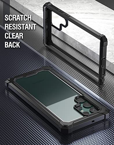 Poetic Guardian Case [6FT Mil-Grade Drop Tested] Designed for with Samsung Galaxy S22 Ultra 5G 6.8" (2022), Built-in Screen Protector Work with Fingerprint ID, Full Body Shockproof Case, Black/Clear