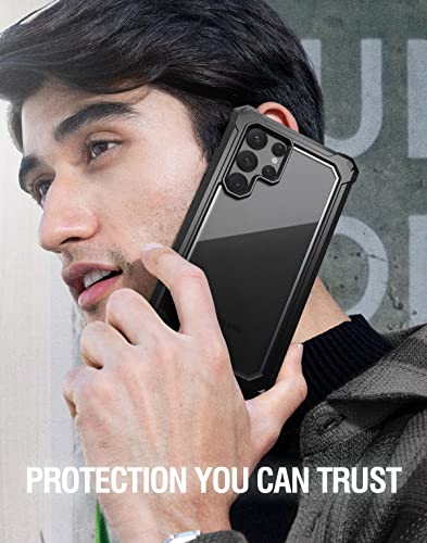 Poetic Guardian Case [6FT Mil-Grade Drop Tested] Designed for with Samsung Galaxy S22 Ultra 5G 6.8" (2022), Built-in Screen Protector Work with Fingerprint ID, Full Body Shockproof Case, Black/Clear