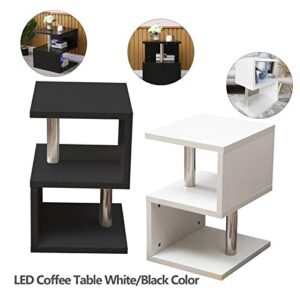 Modern LED Nightstands, Bedside End Table,High Gloss Coffee/Side Table for Home Furniture Bedroom (Black)