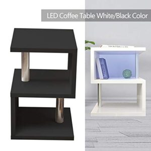 Modern LED Nightstands, Bedside End Table,High Gloss Coffee/Side Table for Home Furniture Bedroom (Black)