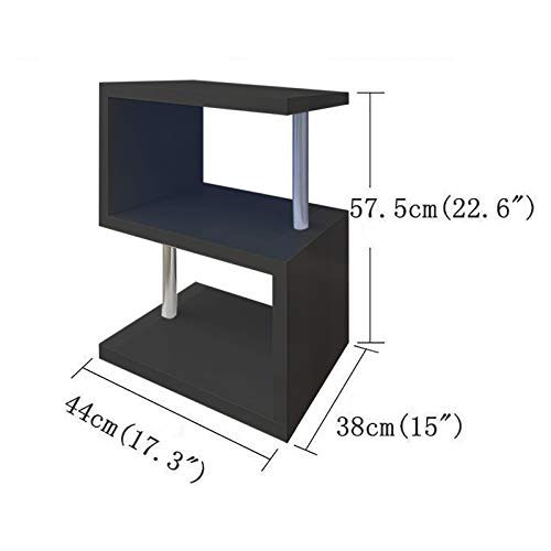 Modern LED Nightstands, Bedside End Table,High Gloss Coffee/Side Table for Home Furniture Bedroom (Black)