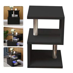 Modern LED Nightstands, Bedside End Table,High Gloss Coffee/Side Table for Home Furniture Bedroom (Black)