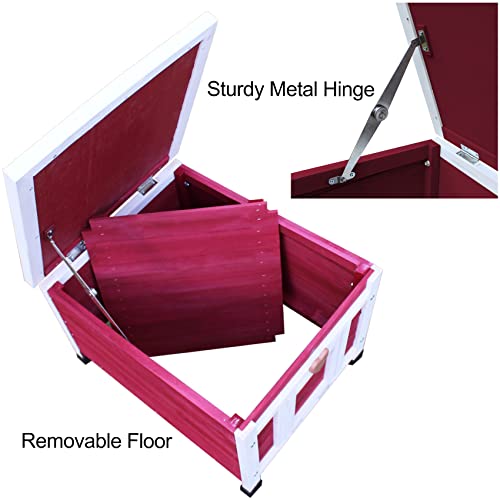 Outdoor Cat House, Feral Cat Shelter Weatherproof with Elevated Floor Cat House Outside Wine Red