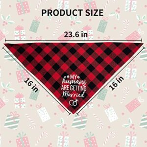 4. Hujiao-Zi My Humans are Getting Wedding Married,Red Plaid Dog Scarf, Dog Bandana，Wedding Dog Bandana, Wedding Photo Prop,Pet Dog Lovers Gifts