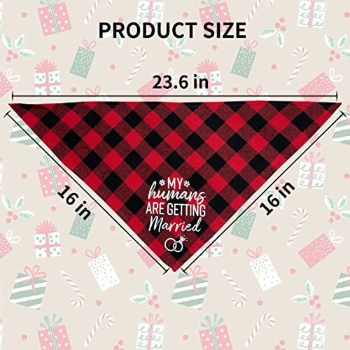 4. Hujiao-Zi My Humans are Getting Wedding Married,Red Plaid Dog Scarf, Dog Bandana，Wedding Dog Bandana, Wedding Photo Prop,Pet Dog Lovers Gifts