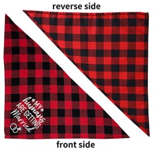 4. Hujiao-Zi My Humans are Getting Wedding Married,Red Plaid Dog Scarf, Dog Bandana，Wedding Dog Bandana, Wedding Photo Prop,Pet Dog Lovers Gifts