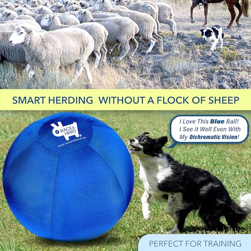 Race&Herd Herding Ball for Dogs Blue Heelers, Horse Ball & Ball Cover - 25" Ball for Horses Large with Hand Pump | for Play Hurding Ball |Hearding Ball Horse Toys for Horses Stall