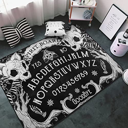 Luxury Flannel Area Rug Modern Indoor Non-Slip Floor Mats Extra Soft Large Carpets for Bedroom Living Room Office (60x39 Inch, Cat Skull Head Witch Board Black Gothic)