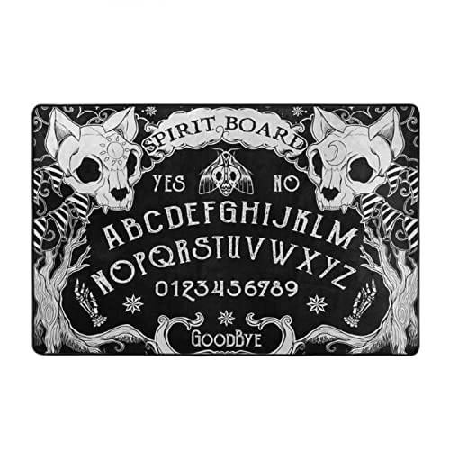 Luxury Flannel Area Rug Modern Indoor Non-Slip Floor Mats Extra Soft Large Carpets for Bedroom Living Room Office (60x39 Inch, Cat Skull Head Witch Board Black Gothic)