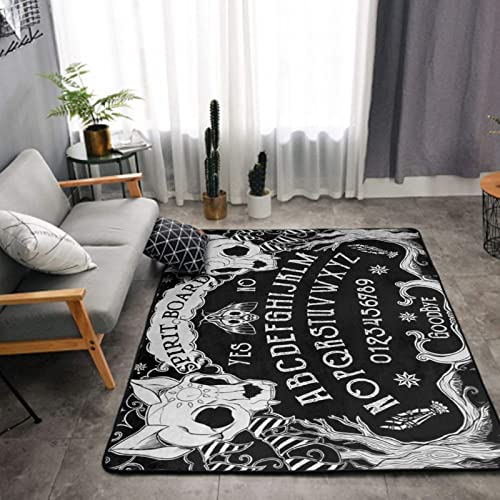 Luxury Flannel Area Rug Modern Indoor Non-Slip Floor Mats Extra Soft Large Carpets for Bedroom Living Room Office (60x39 Inch, Cat Skull Head Witch Board Black Gothic)