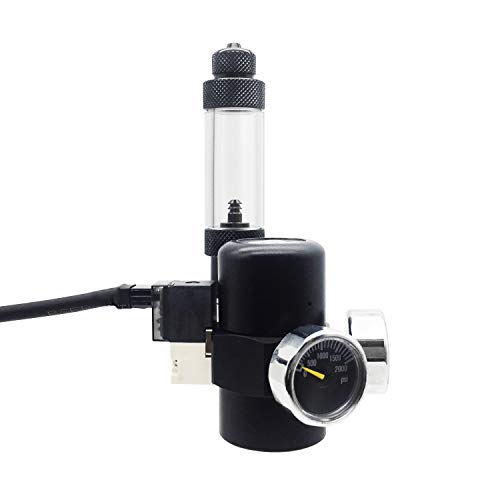 FZONE Aquarium CO2 Regulator for Paintball with DC Solenoid and Aluminum Alloy Bubble Counter and Check Valve