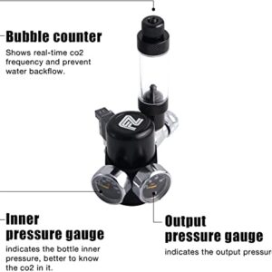 FZONE Aquarium CO2 Regulator for Paintball with DC Solenoid and Aluminum Alloy Bubble Counter and Check Valve