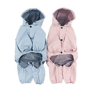 Dog Rain Jacket, Waterproof Dog Raincoat Reflective Puppy Poncho with Hood for Small Medium Dogs