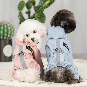 Dog Rain Jacket, Waterproof Dog Raincoat Reflective Puppy Poncho with Hood for Small Medium Dogs