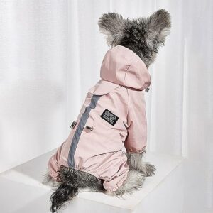 Dog Rain Jacket, Waterproof Dog Raincoat Reflective Puppy Poncho with Hood for Small Medium Dogs